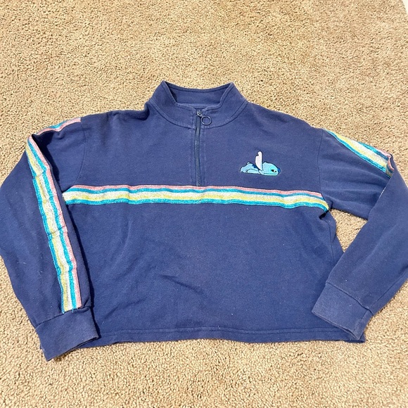 Disney | Sweaters | Disney Stich Character Blue Zip Up Sweater With ...